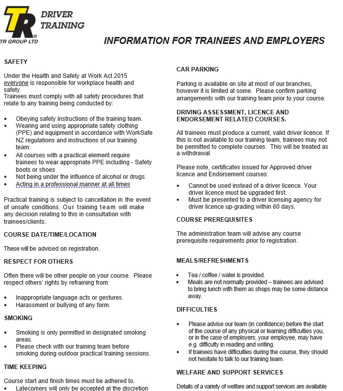 Driver Training, Driver Licencing and Endorsements - TR Driver Training